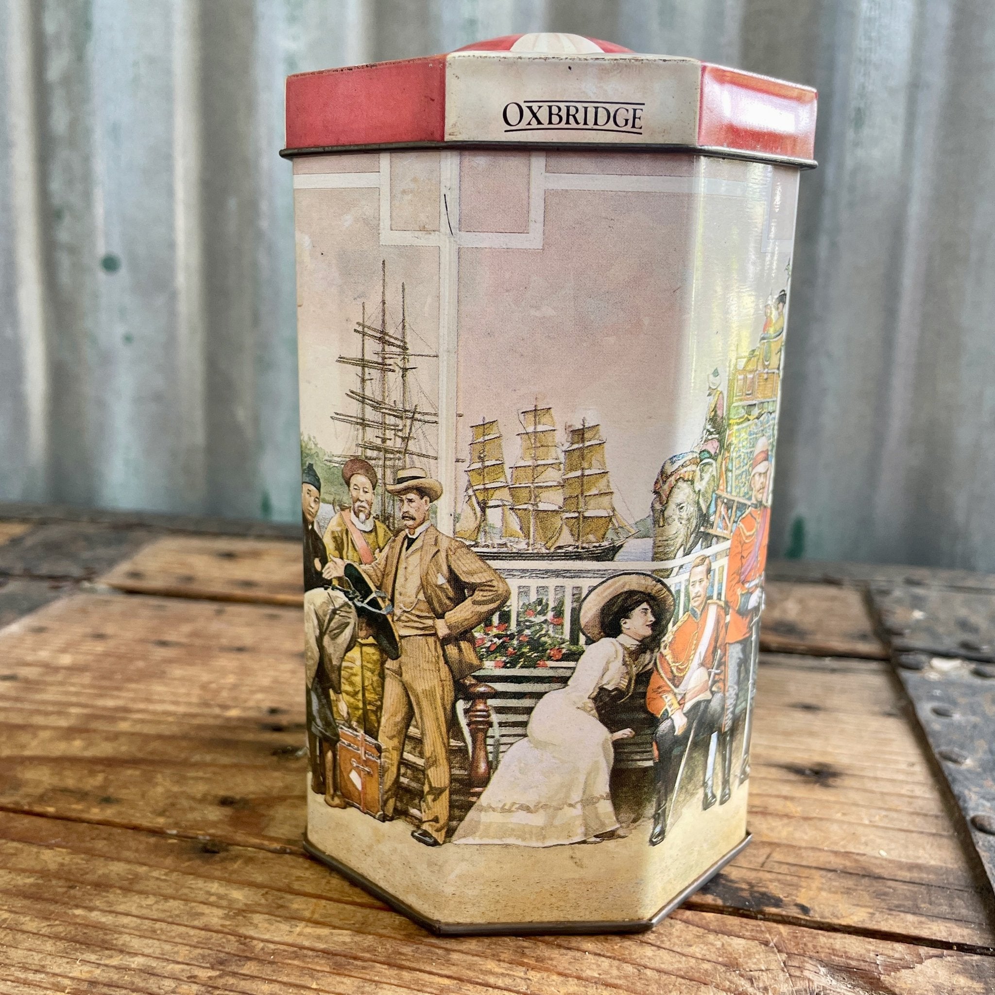 1960's Vintage 'Oxbridge' Tin Tea Biscuits Rare Lid Made in the UK Col ...