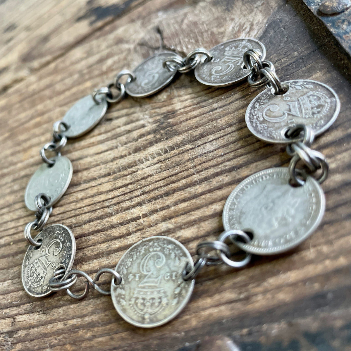Antique WW1 Trench Art Silver Coin Bracelet - OOAK – Phoenix Menswear