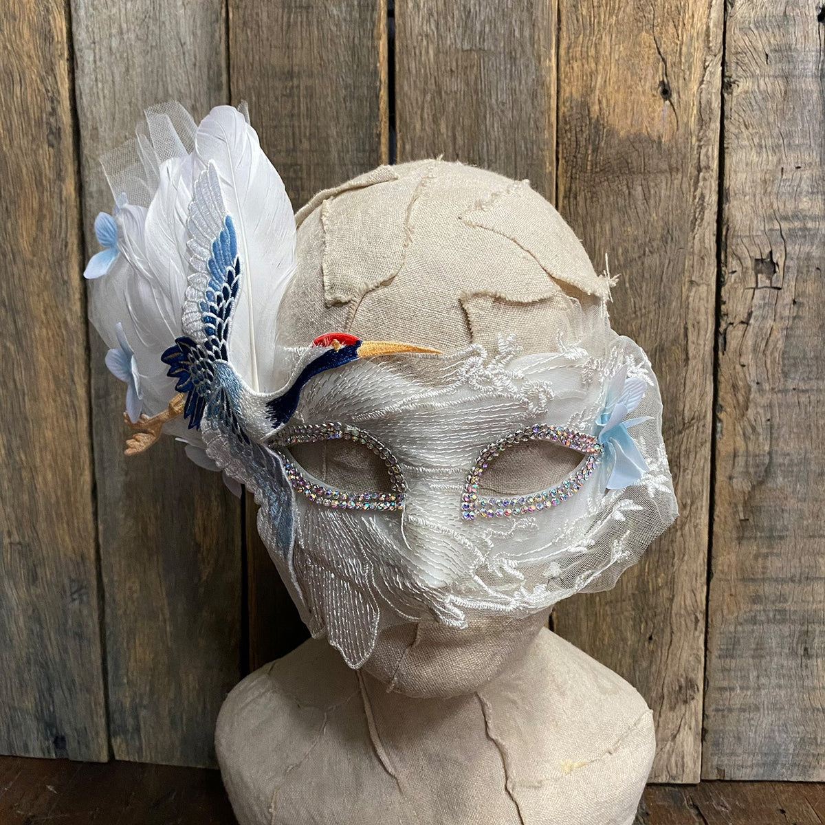 Embroidery and Lace Masquerade Mask with Crane – Phoenix Menswear