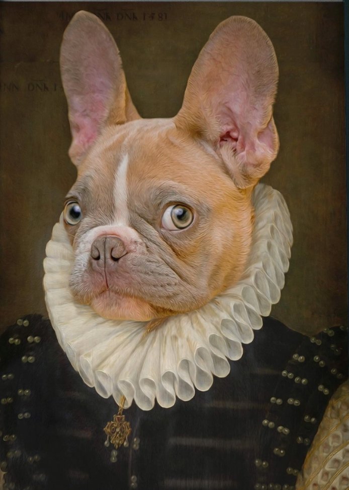 French Bulldog Portrait Glossy Print Vintage Renaissance Painting Repr ...