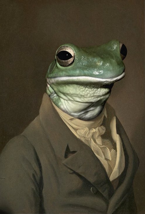 Frog Portrait Glossy Print Vintage Renaissance Painting Reproduction ...