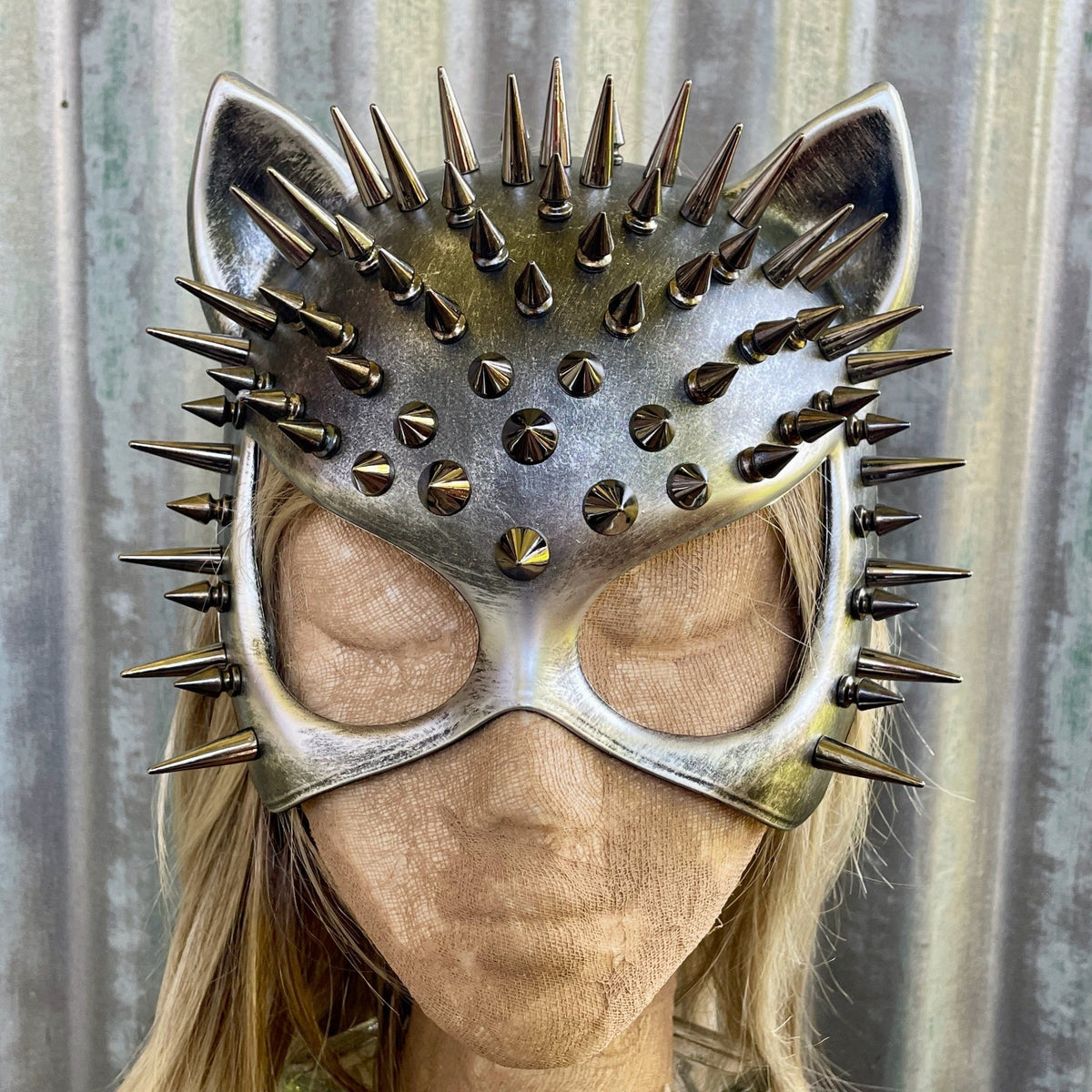 Silver Spiked Cat Mask Silver Costume Steampunk – Phoenix Menswear