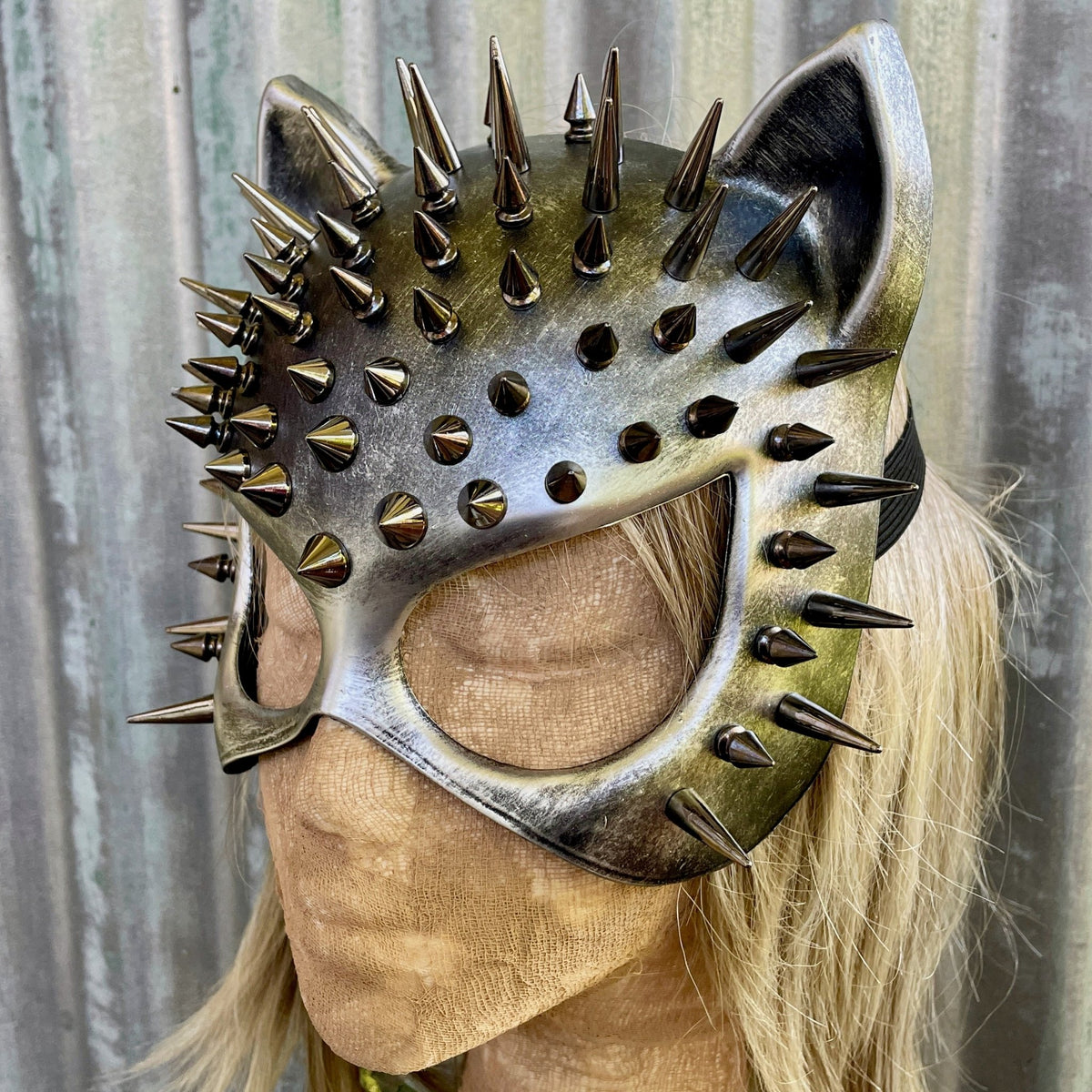 Silver Spiked Cat Mask Silver Costume Steampunk – Phoenix Menswear