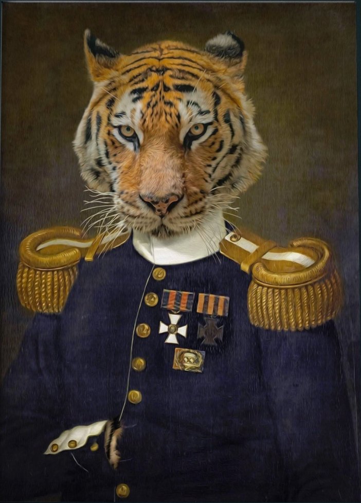 Tiger Portrait Glossy Print Vintage Renaissance Painting Reproduction ...