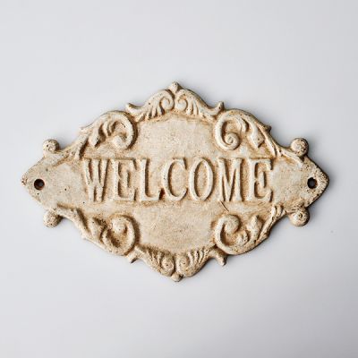 White Cast Iron Sign 'Welcome' – Phoenix Menswear